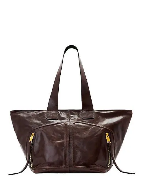 ALLSAINTS Jean Rey Leather Tote Bag - Cognac Brown