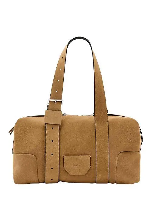 ALLSAINTS Ares Suede Shoulder Bag - Biscuit Brown