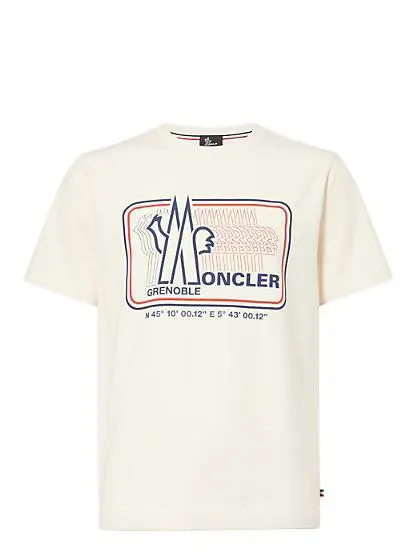 Moncler Graphic-print Crew-neck Cotton-jersey T-shirt - Natural