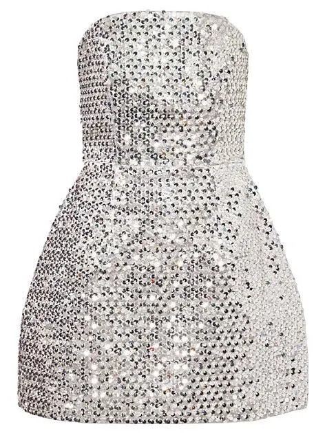 NADINE MERABI Lucia Sequin Mini Dress - Metallic