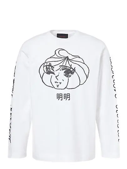 Simone Rocha Dim Sum Graphic-print Cotton T-shirt - White/black