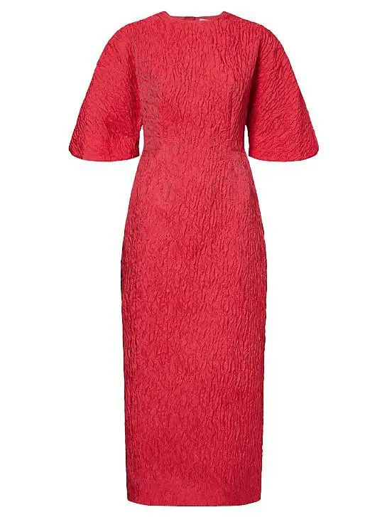 ROKSANDA Falah Crinkled Satin Midi Dress - Bennett Red
