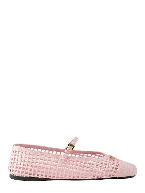 Prada Triangle-logo Crochet Ballerina Flats - Pink