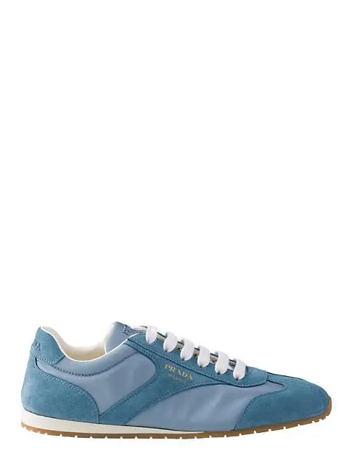 Prada Re-nylon And Suede Trainers - Light Blue