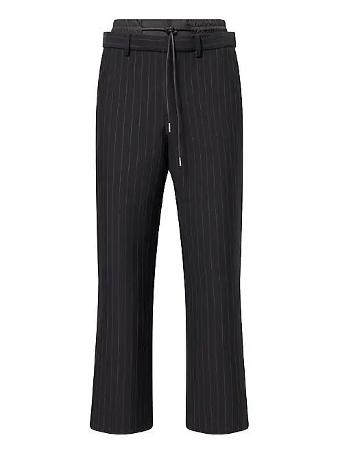 Sacai Pinstriped Double Layered-waistband Trousers - Black Stripe