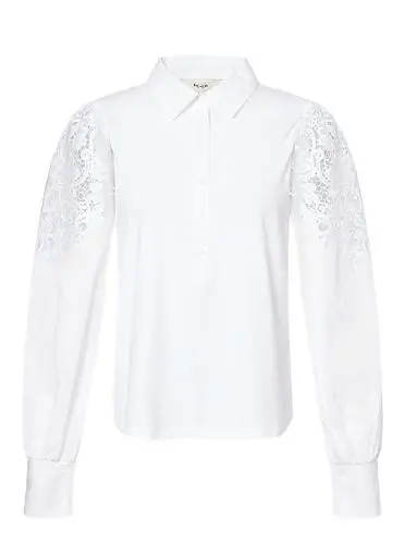 ME+EM Lace-insert Swing Cotton And Modal-blend Top - Soft White