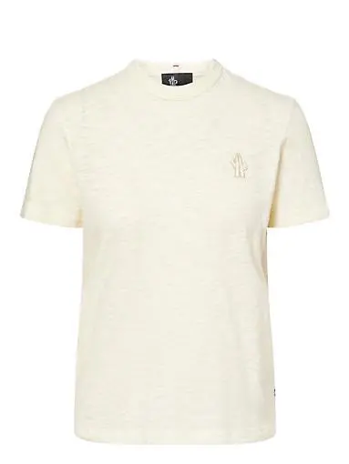 Moncler Logo-embroidered Cotton T-shirt - Ivory