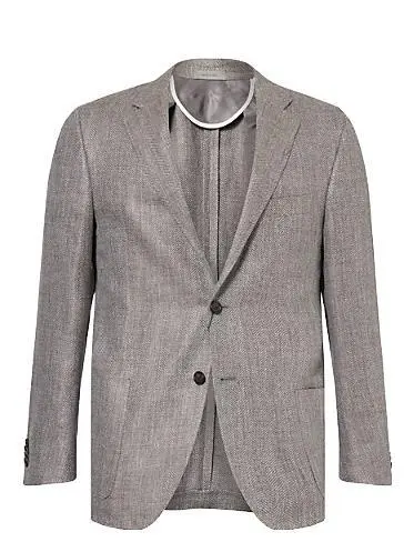 Corneliani Herringbone Notch-lapel Linen-and-wool Jacket - Natural / Beige