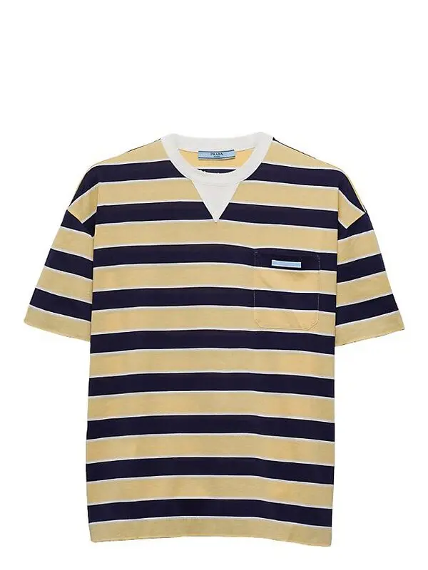 Prada Bayadere Striped Cotton-jersey T-shirt - Blue