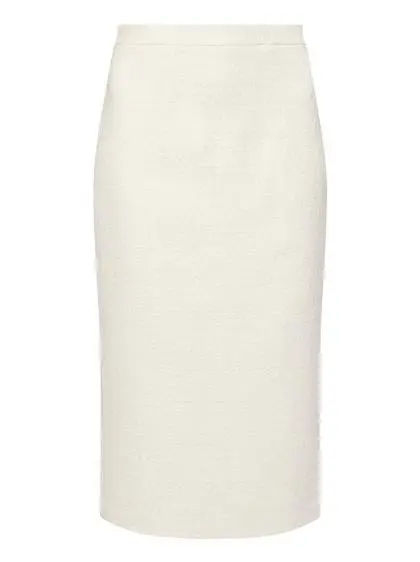 Roland Mouret Boucle-knit Midi Skirt With Split Vent - Cream