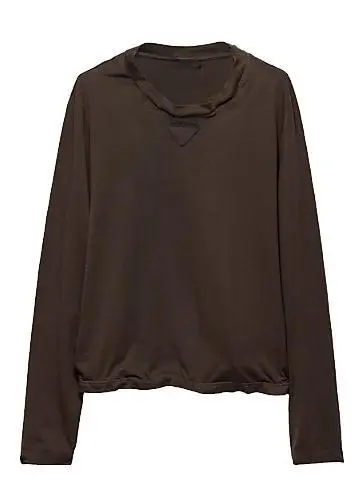 Prada Shapeable Long-sleeved Cotton-jersey T-shirt - Brown
