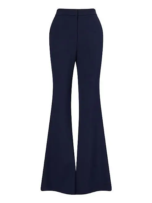 Veronica Beard Arden Flared-leg Jersey Trousers - Navy