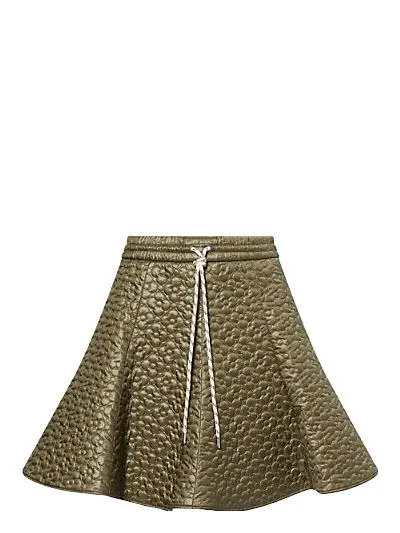 Moncler Floral-quilted Shell Drawstring Mini Skirt - Olive