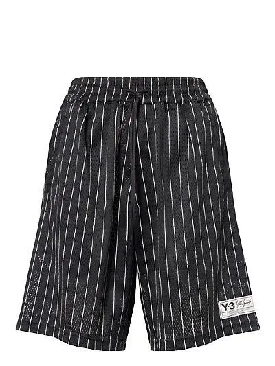 Y3 Logo-print Perforated Woven Sweat Shorts - Black