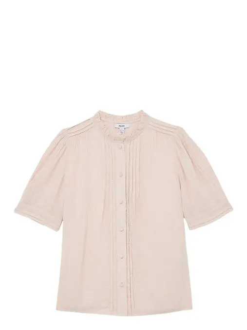 REISS Aurelia Frill-neck Cotton-muslin Top - Pale Pink