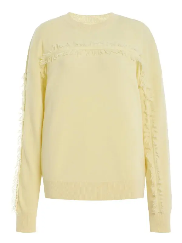 ZANKOV Fringed Wool Crewneck Sweater - Yellow