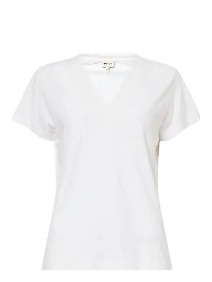 ME+EM Soft Washed V-neck Cotton-blend T-shirt - Fresh White