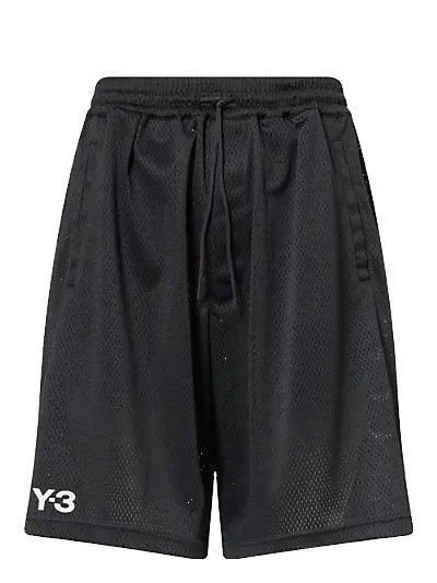 Y3 Logo-print Perforated Woven Shorts - Black