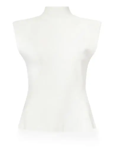 Veronica Beard Sleeveless Knitted Peplum Top - Off White