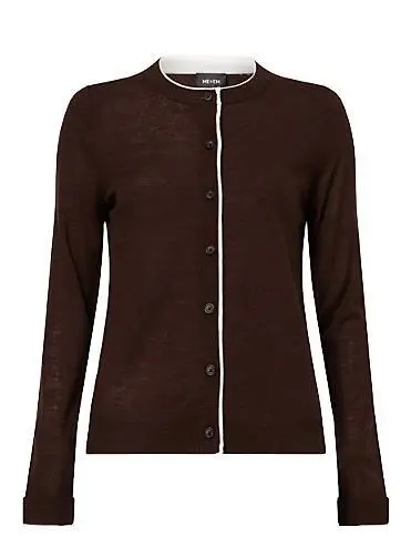 ME+EM Slim-fit Merino Wool And Cashmere-blend Cardigan - Warm Chocolate/soft