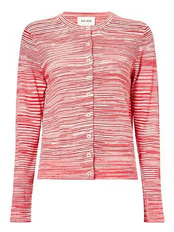 ME+EM Space-dye Slim-fit Cotton And Cashmere-blend Cardigan - Rose Petal Red Multi