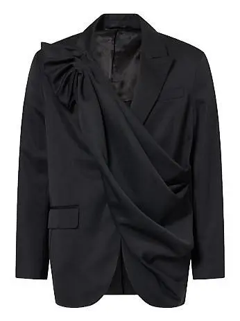 Simone Rocha Flower Sash Gathered Woven Jacket - Black