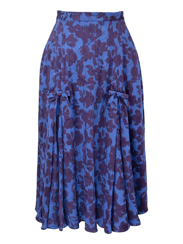 Lena Hoschek Cotton Blend Amarillis Midi Skirt - Blue