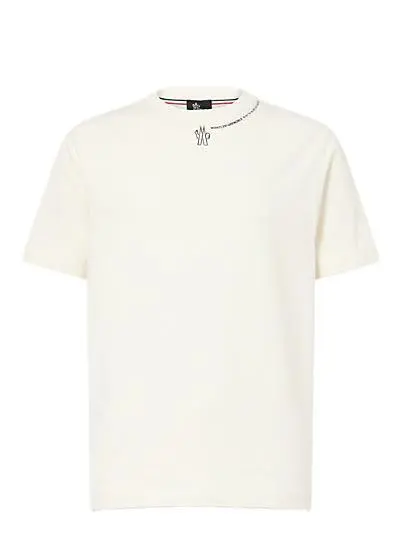 Moncler Text-print Relaxed-fit Cotton T-shirt - Cream