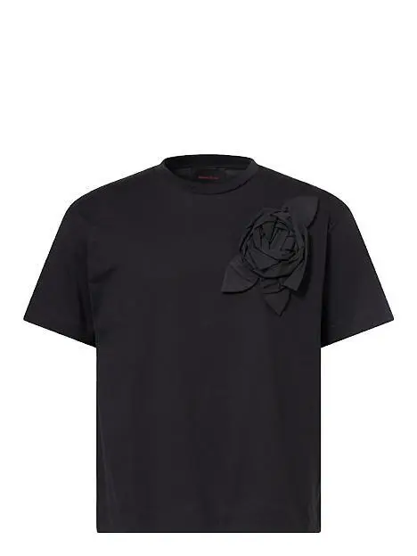 Simone Rocha Pressed Rosette Cotton T-shirt - Black