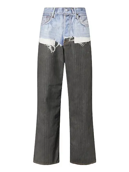 Acne Studios 1981 L'oeil Pinstripe Wide-leg Jeans - Blue/black