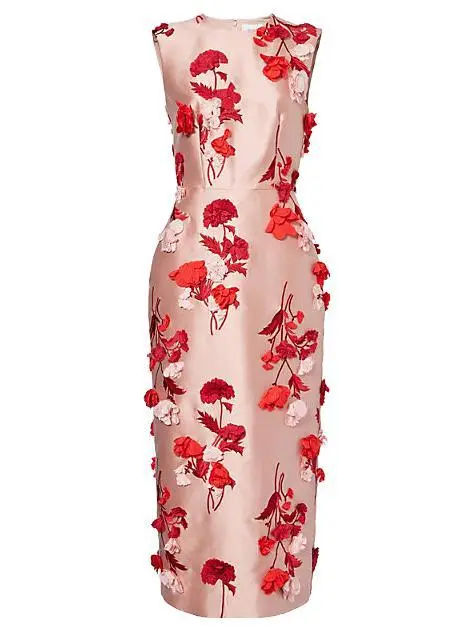 Erdem Floral-appliqued Sleeveless Woven Midi Dress - Blush