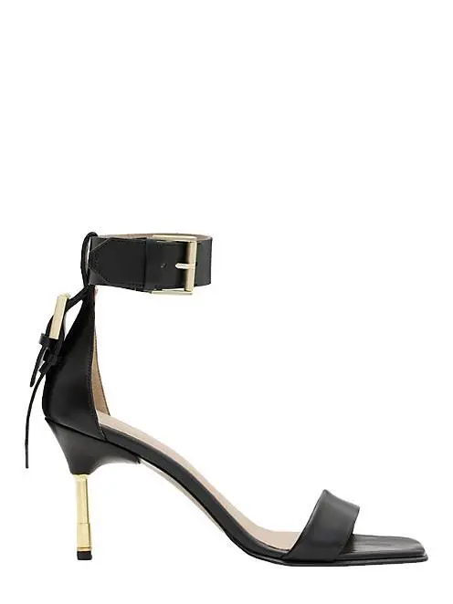 ALLSAINTS Noir Leather Heeled Sandals - Black