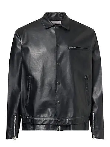 Sacai Long-sleeve Leather Blouson Jacket - Black