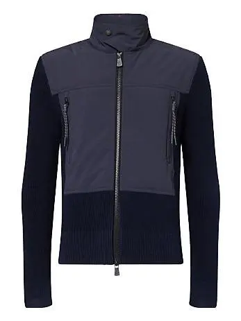 Moncler Funnel-neck Cotton-contrast Cardigan - Navy