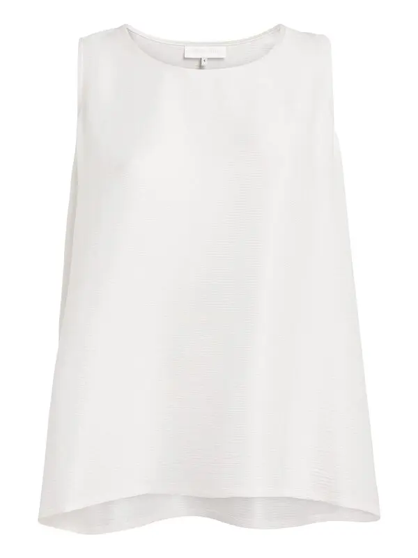 Eskandar Silk Plissé A-line Shell Top - White
