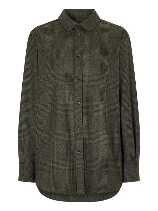 Loro Piana Thea Penny Prince Of Wales Flannel Shirt - Green