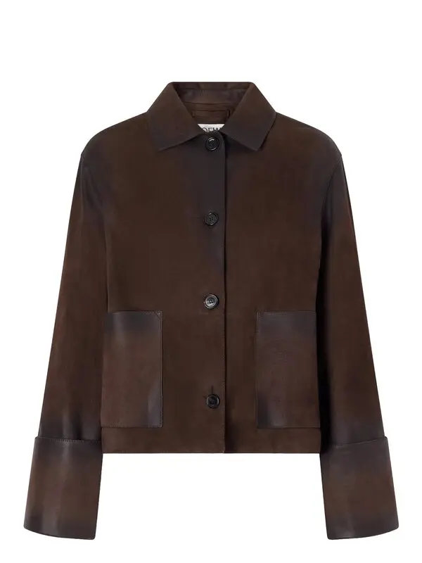 Loewe Distressed Suede Chore Jacket - Brown