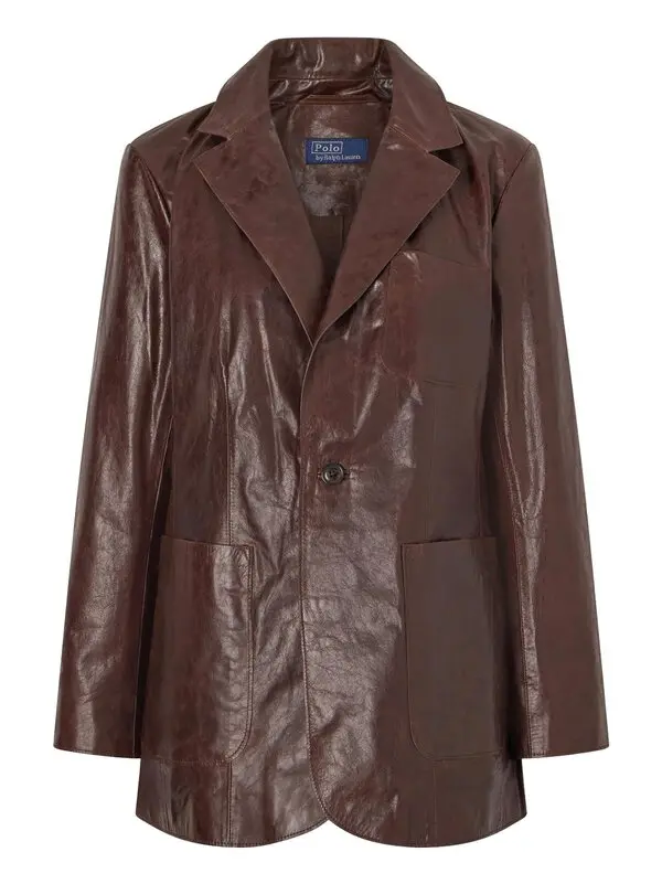 Polo Ralph Lauren Glossed-leather Blazer - Brown