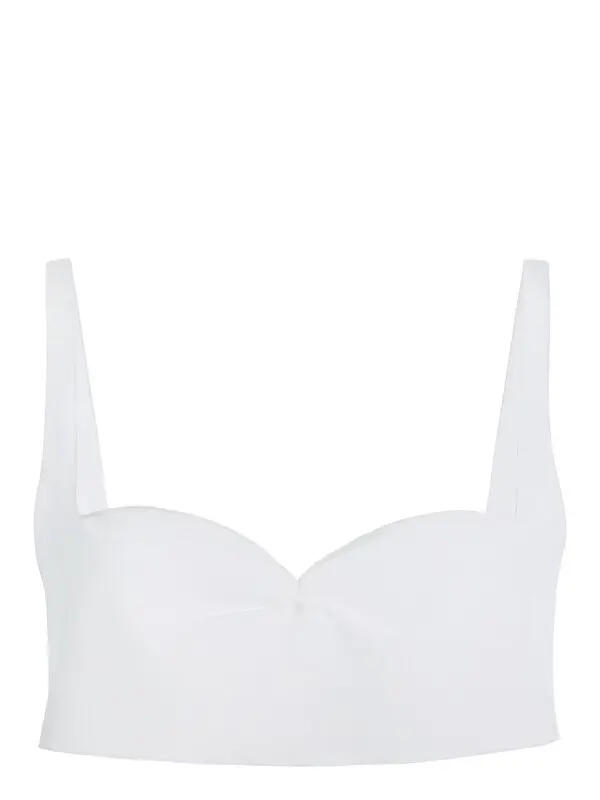 Prada Silk Crepe De Chine Cropped Bustier Top - White