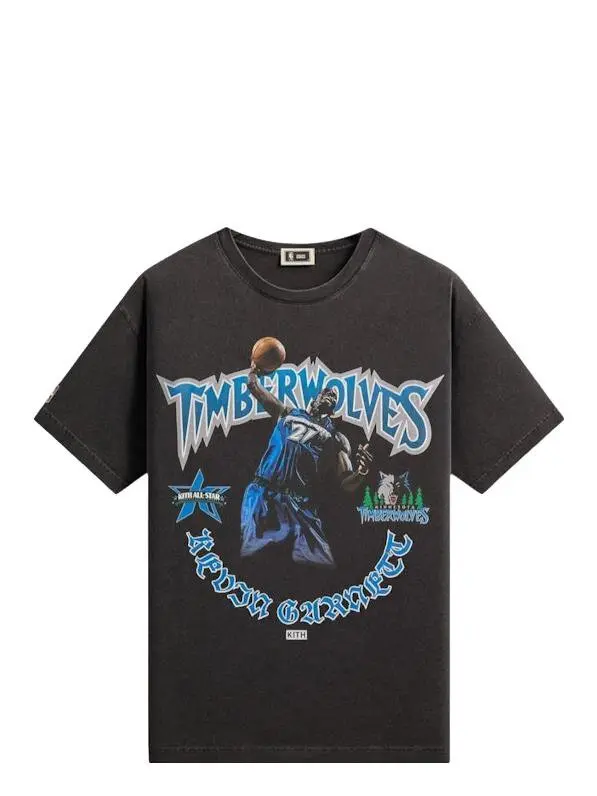 Kith Nba Allstar Minnesota Timberwolves Kevin Garnett Vintage Tee Shirt - Black