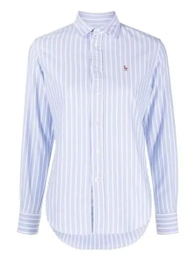 Polo Ralph Lauren Oxford Long Sleeve Button Front Shirt - Hib/white