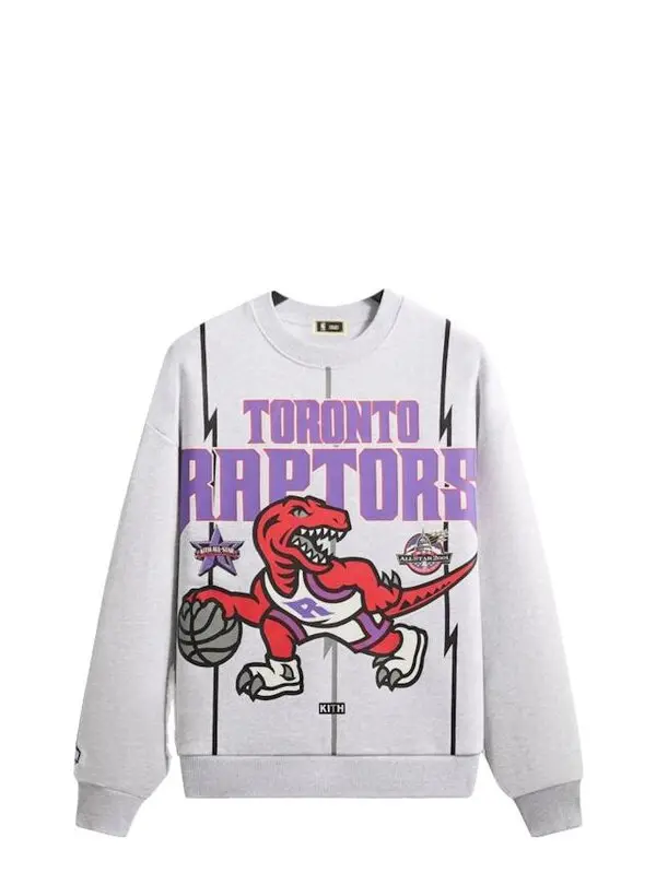 Kith Nba All-star Toronto Raptors Nelson Crewneck Sweatshirt - Light Heather Grey