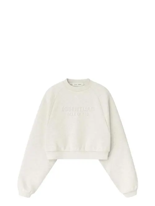 Fear Of God Essentials Embossed 90's Raglan Crewneck Sweatshirt - Oatmeal Heather