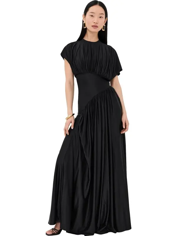 Rabanne Ruched Maxi Dress - Black