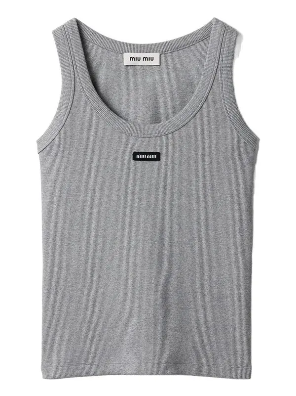 Miu Miu Ribbed Jersey Tank Top - Grey