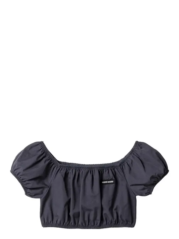 Miu Miu Poplin Crop Top - Smoky Gray