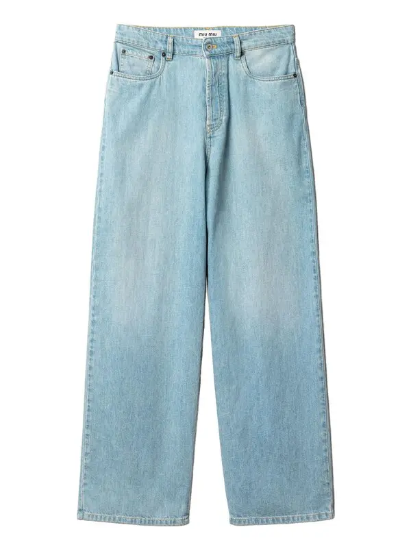 Miu Miu Loose Fit Stonewashed Denim Jeans - Sapphire Blue