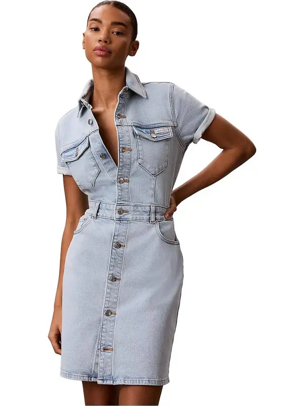 Calvin Klein Denim Mini Trucker Dress - Fairfield