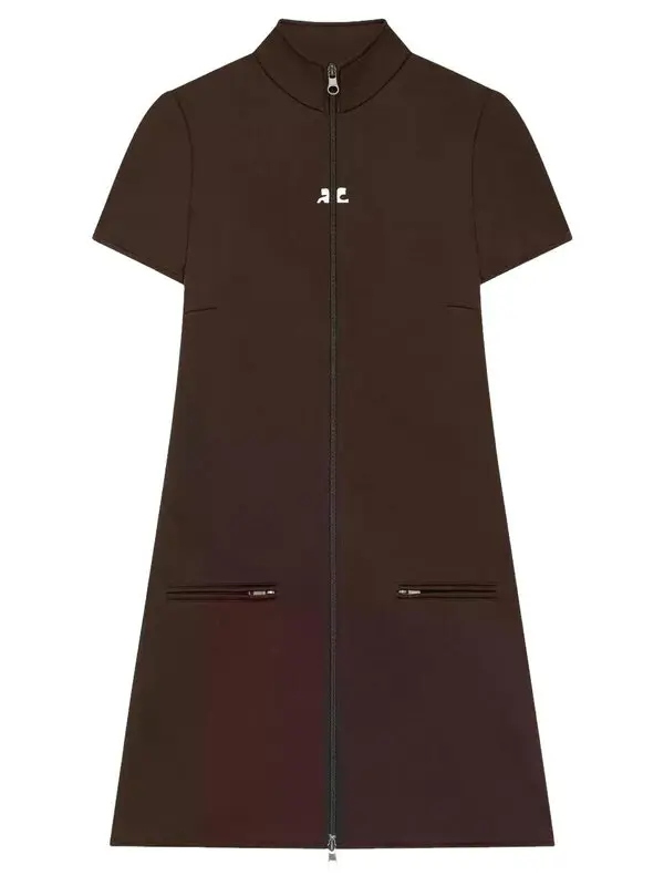 COURREGES Zip-up Mini Dress - Brown