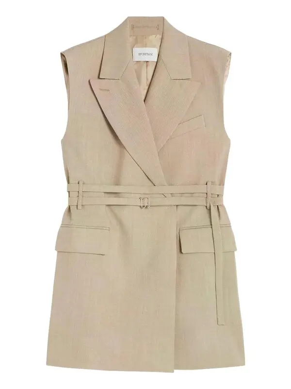 Sportmax Belted Sleeveless Jacket - Neutrals